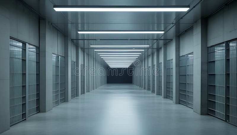 Rows of Prison Cells, Prison Interior Stock Photo - Image of iron ...