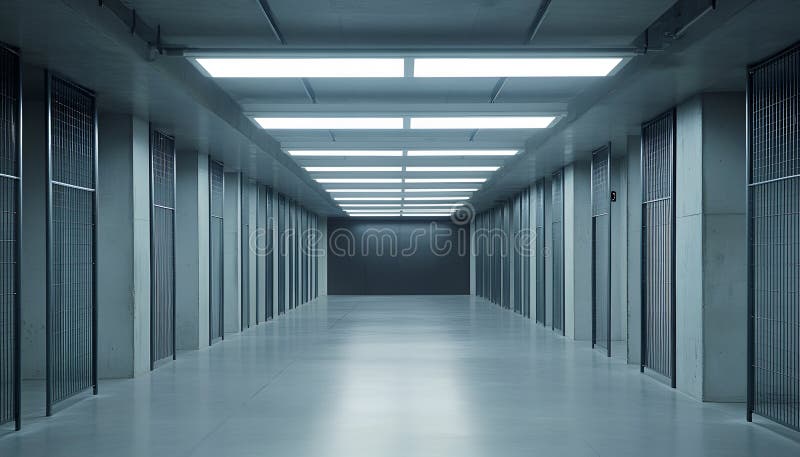 Rows of Prison Cells, Prison Interior Stock Photo - Image of wall ...