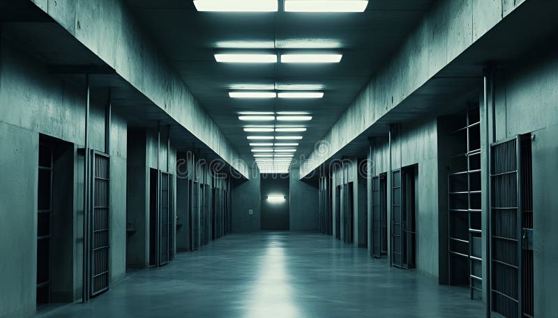 Rows of Prison Cells, Prison Interior Stock Photo - Image of concept ...