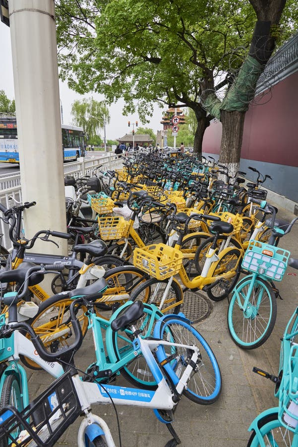 Rows of Public Bicycles Operated by App Sharing System in Beijing ...