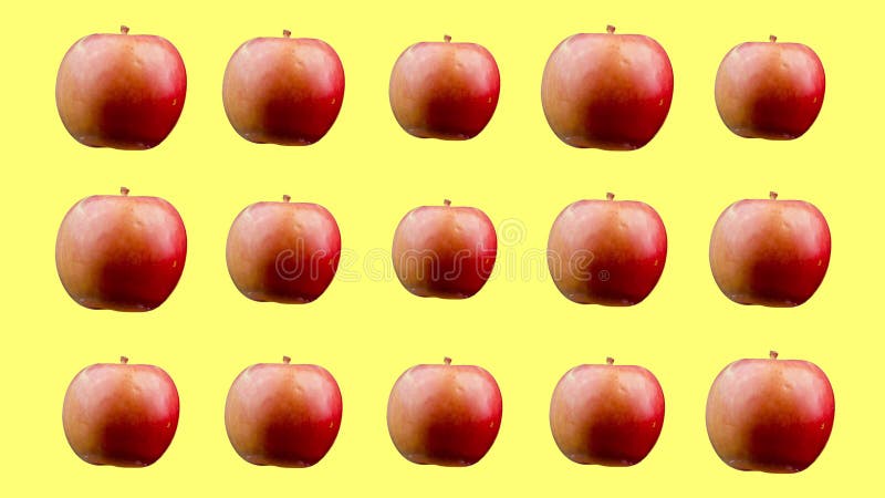 Red Apples Animated Against Yellow Background Stock Video - Video of ...