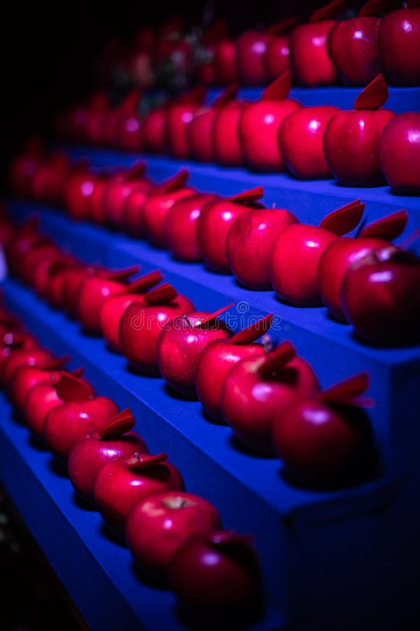 Rows of Red Apples at a Wedding Party Stock Image - Image of posh ...
