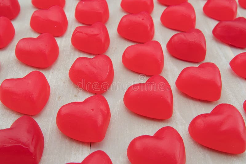 Rows of Red Gummy Hearts at Angle Stock Photo - Image of shape, texture ...
