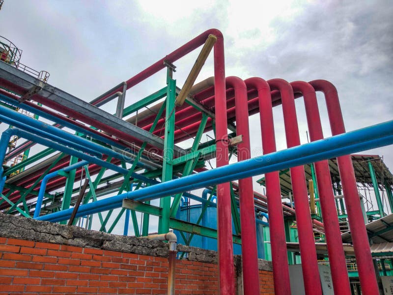 Rows of Red Pipes in the Fire Extinguishing System Stock Image - Image ...
