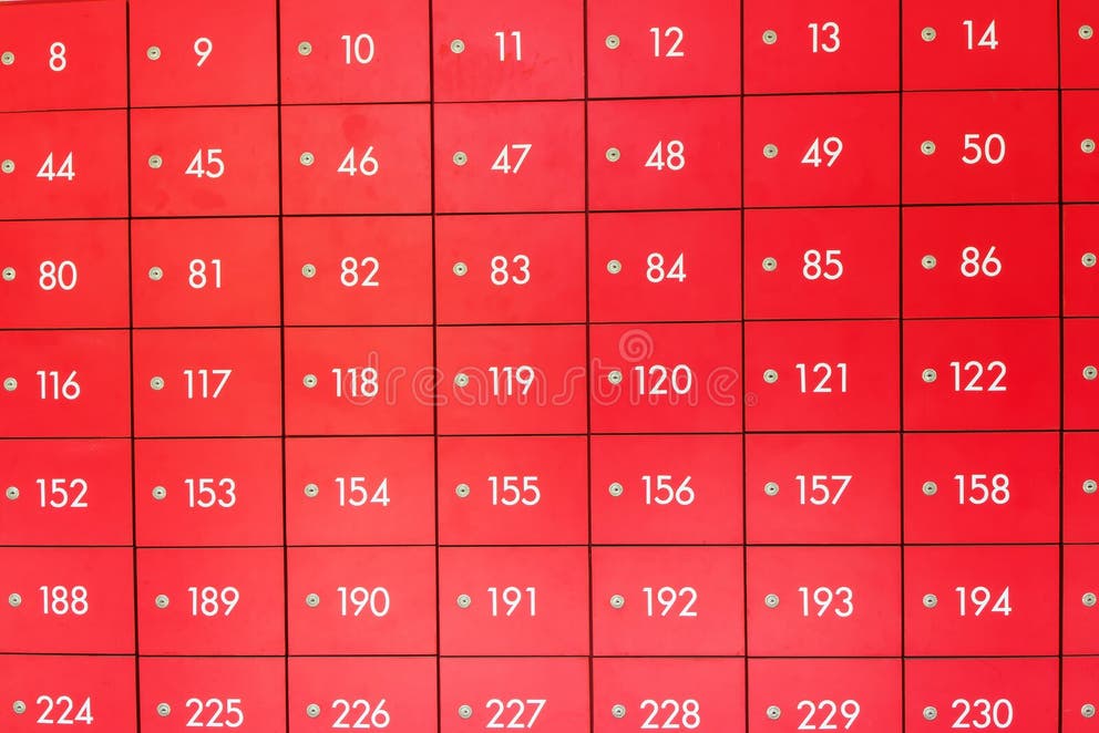 Rows of Red Post Office Boxes. Stock Photo - Image of cityscape ...