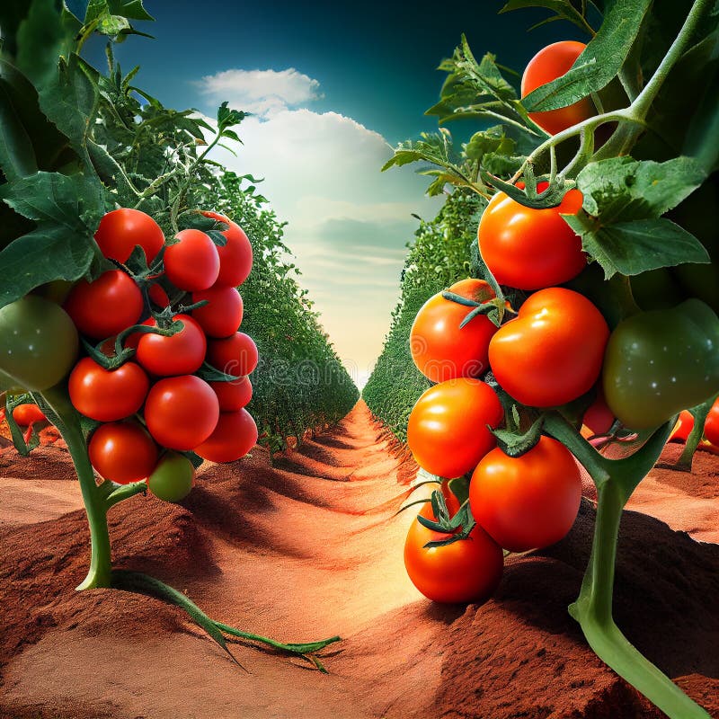 Rows of Red Ripe Tomatoes on an Agricultural Farm Stock Photo - Image ...