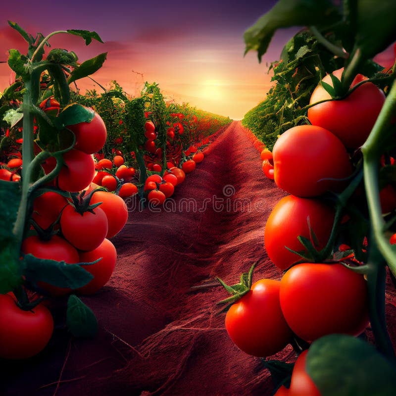 Rows of Red Ripe Tomatoes on an Agricultural Farm Stock Image - Image ...