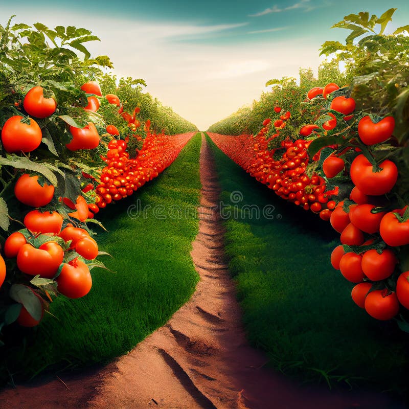 Rows of Red Ripe Tomatoes on an Agricultural Farm Stock Photo - Image ...