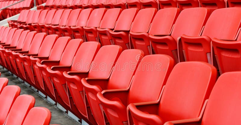 Rows of red seats stock photo. Image of abandoned, numbers - 284639884