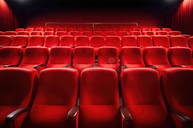 Rows of Red Seats: Theater Awaits. Stock Illustration - Illustration of ...