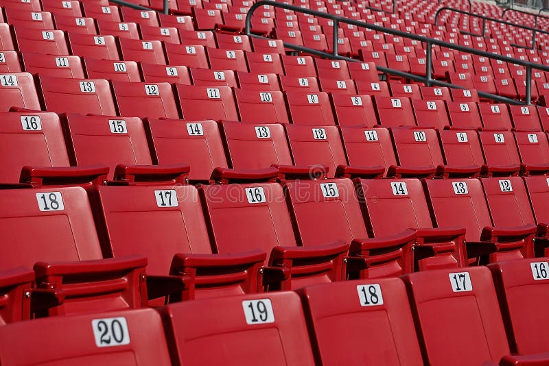 Rows of Red Stadium Seating Stock Photo - Image of extra, grandstand ...