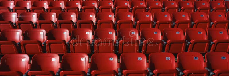 Rows of red stadium seats stock image. Image of background - 23151567