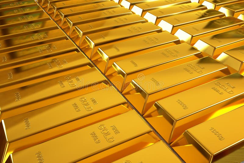 Gold Bars in Circle Shape on the Planks Stock Illustration ...