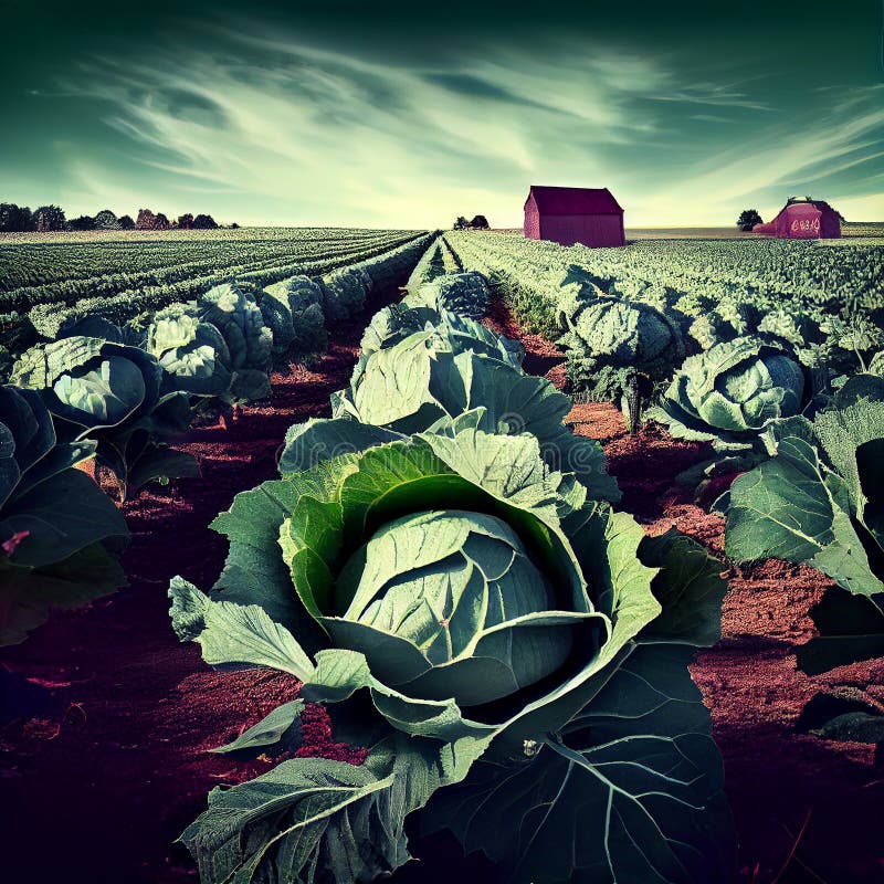 Rows of Ripe Cabbage on an Agricultural Farm Stock Image - Image of ...