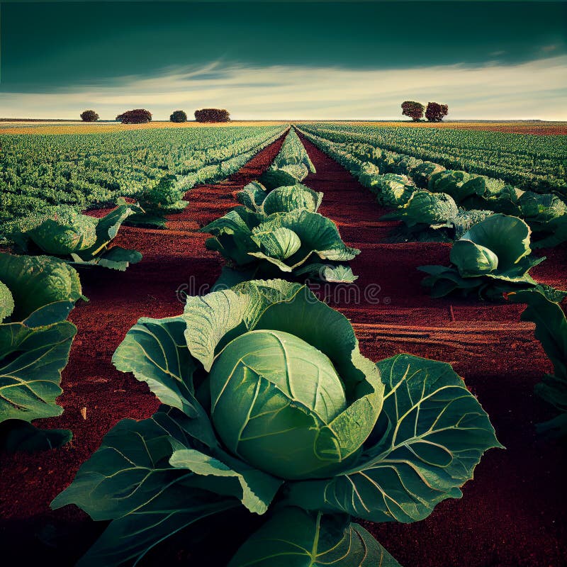 Rows of Ripe Cabbage on an Agricultural Farm Stock Image - Image of ...