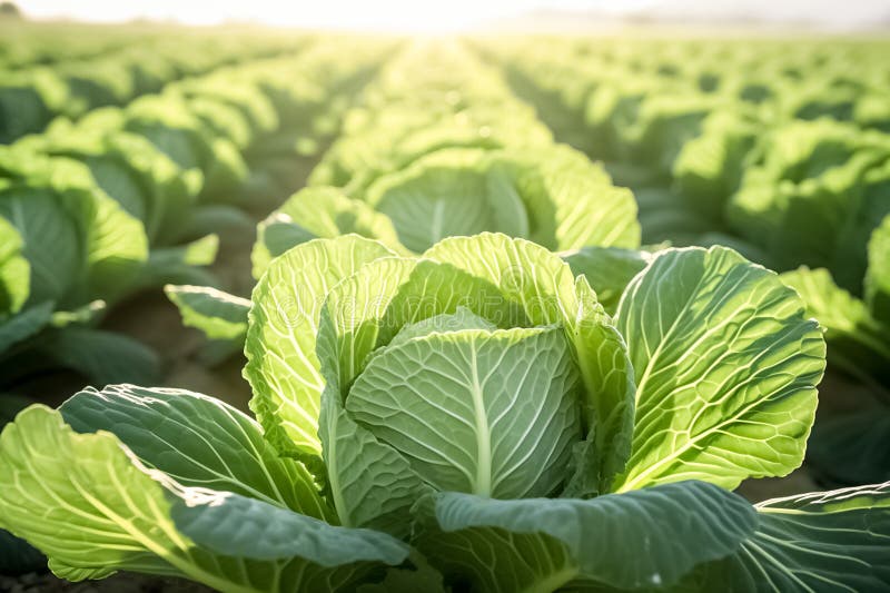 Rows of Ripe Cabbage Plant. Cabbage Field. the Concept of Planting and ...