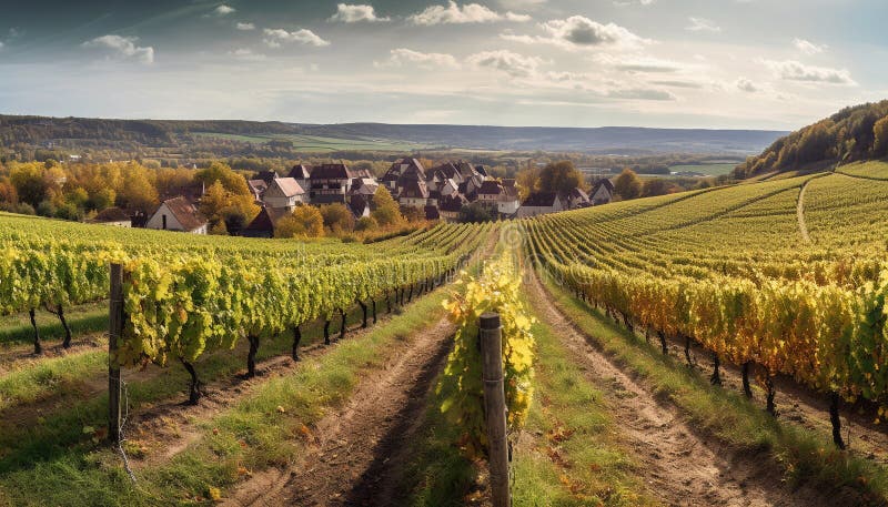 Rows of Ripe Grapes in a Scenic Vineyard Landscape Generated by AI ...