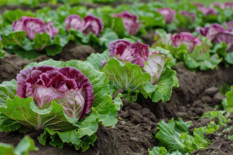Rows of Ripe Red Cabbage Growing in the Field Stock Image - Image of ...