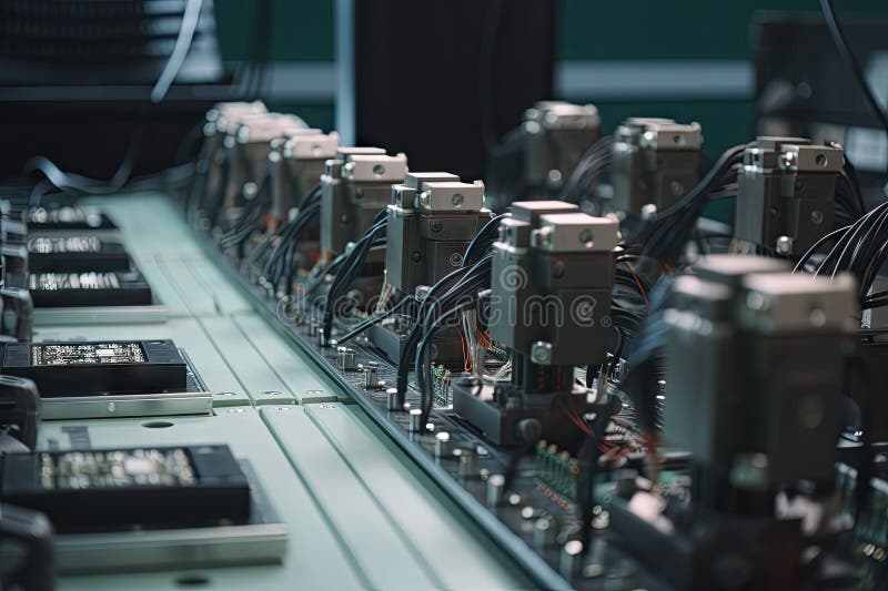 Rows of Robotic Arms, Performing Precise Assembly Tasks on Circuit ...
