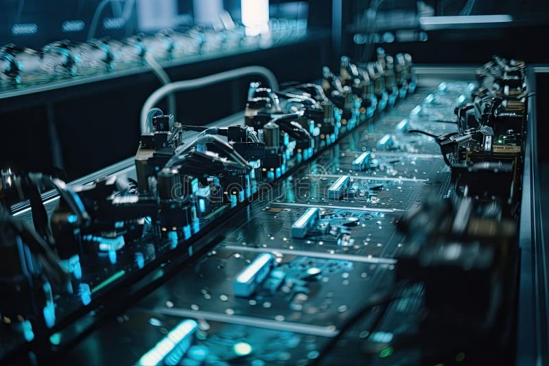 Rows of Robotic Arms, Performing Precise Assembly Tasks on Circuit ... Rows of Robotic Arms, Performing Precise Assembly Tasks on Circuit ...