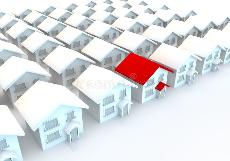 Rows and Rows of Identical Modern Houses with One Unique Different One ...