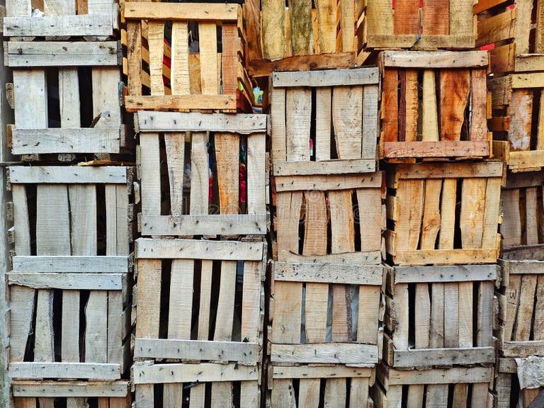 Rows of Rustic Wooden Crate Texture Stock Image - Image of surprise ...
