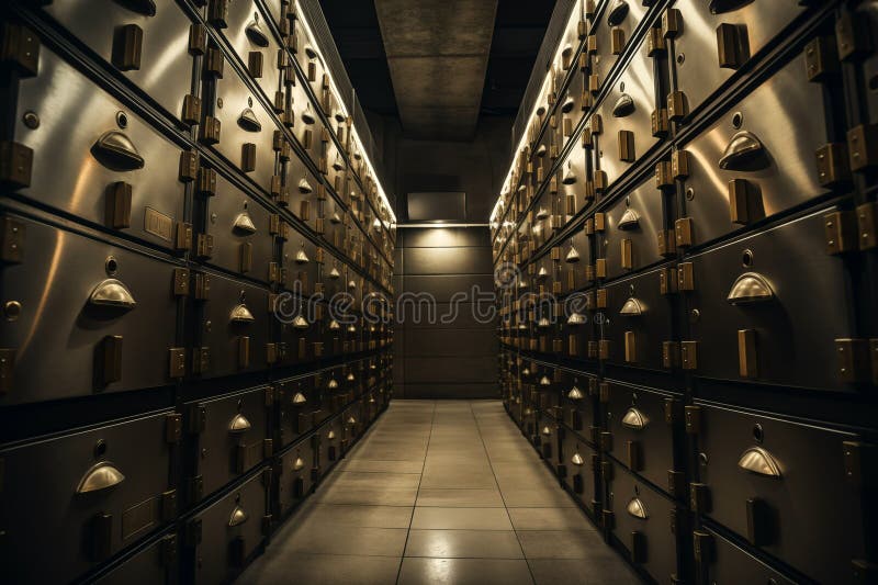 Rows of Safe Deposit Boxes Inside the Vault. Generative AI Stock Photo ...