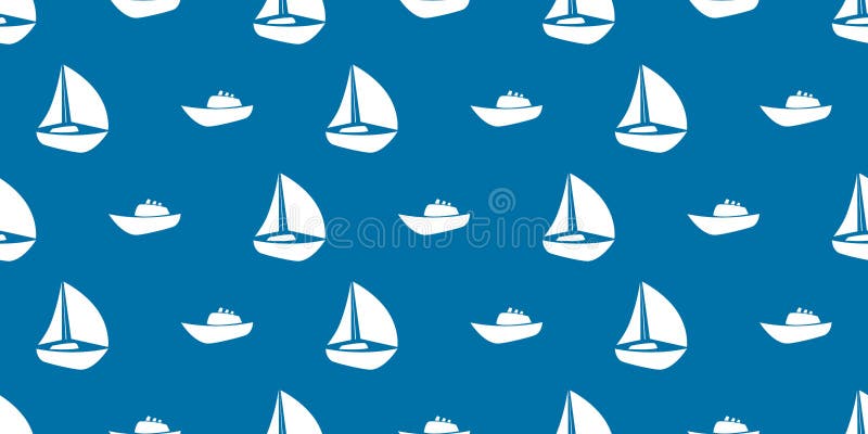 Rows of Sailing Boats and Ships on Blue Background, Seamless Texture ...