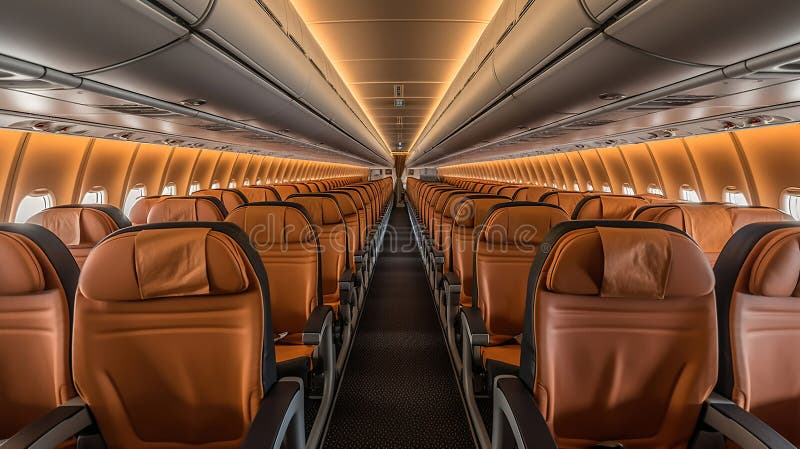 Rows of Seats in Airplane. Generative Ai Stock Illustration ...