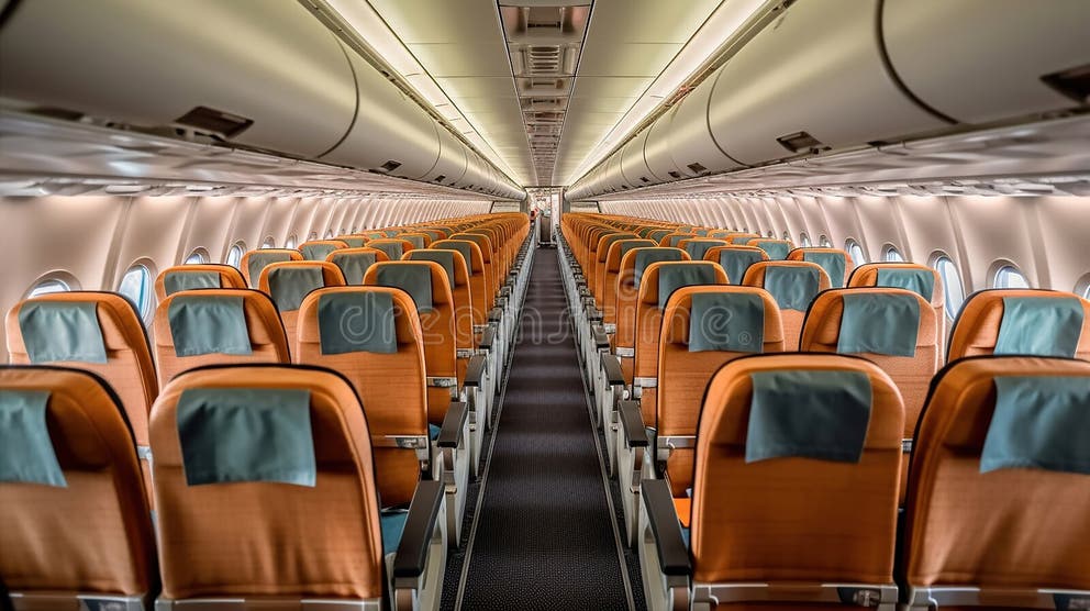 Rows of Seats in Airplane. Generative Ai Stock Illustration ...