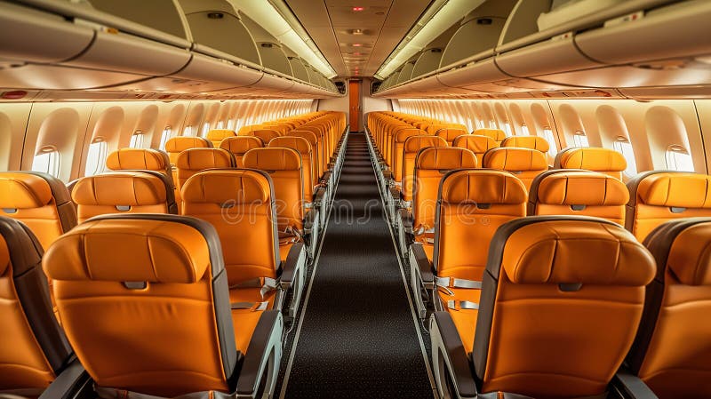 Rows of Seats in Airplane. Generative Ai Stock Illustration ...