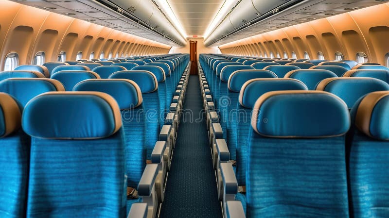 Rows of Seats in Airplane. Generative Ai Stock Illustration ...