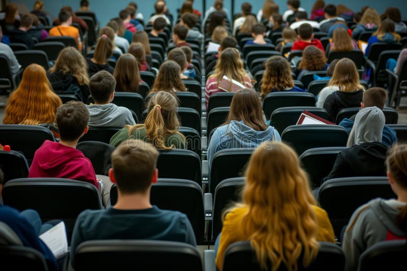 Rows of Seats Filled with Students from an Overhead Angle Stock Image ...