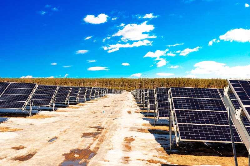 Sections of Solar Panels and a Trench with a Laid High-voltage Cable ...