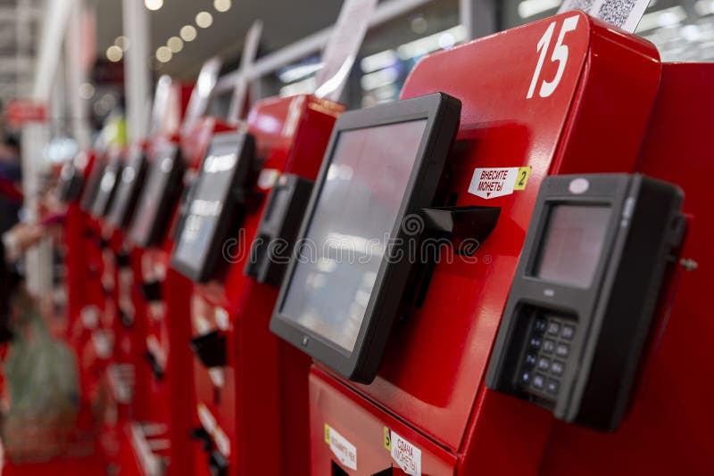 A Customer at a Self-checkout Counter in an Ikea Chain Store Moscow ...