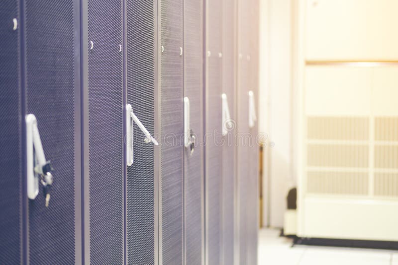 Rows of Server Hardware Box Server Rack in the Data Center Serve Stock ...