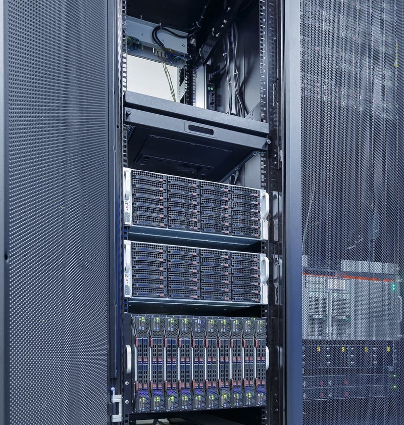 Rows Of Server Hardware With Disk Storage In Data Center Stock Photo ...