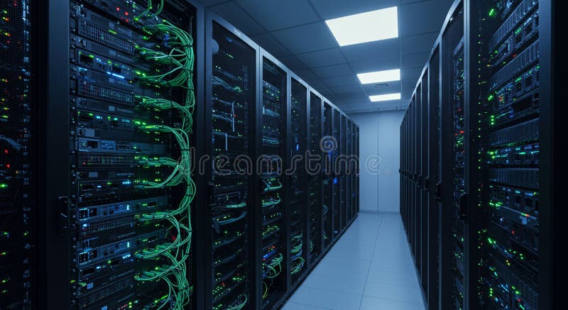 Rows of Server Racks are Aligned in a Data Center, Housing Numerous ...