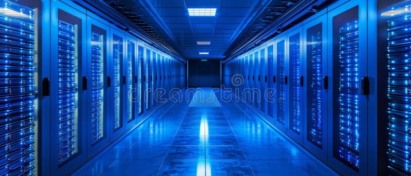 Rows of Server Racks in a Data Center Stock Illustration - Illustration ...