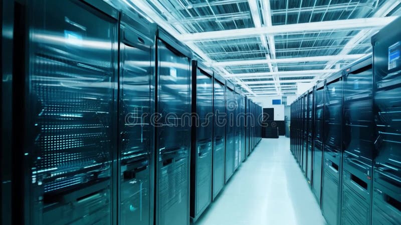 Modern Data Center with Server Racks and Advanced Technology in a Well ...