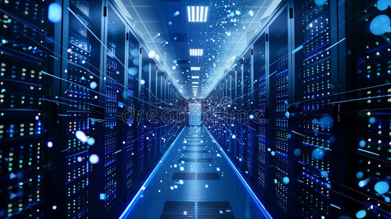 Rows of Servers in a Data Center Stock Illustration - Illustration of ...