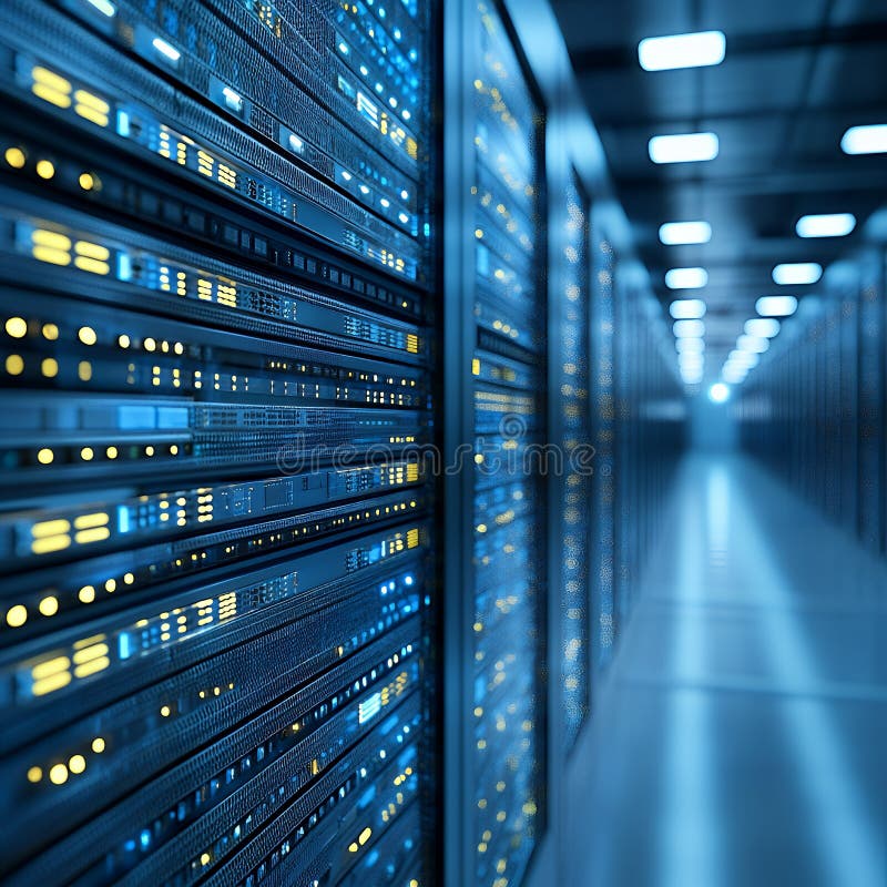 Rows of Servers in a Data Center Stock Illustration - Illustration of ...