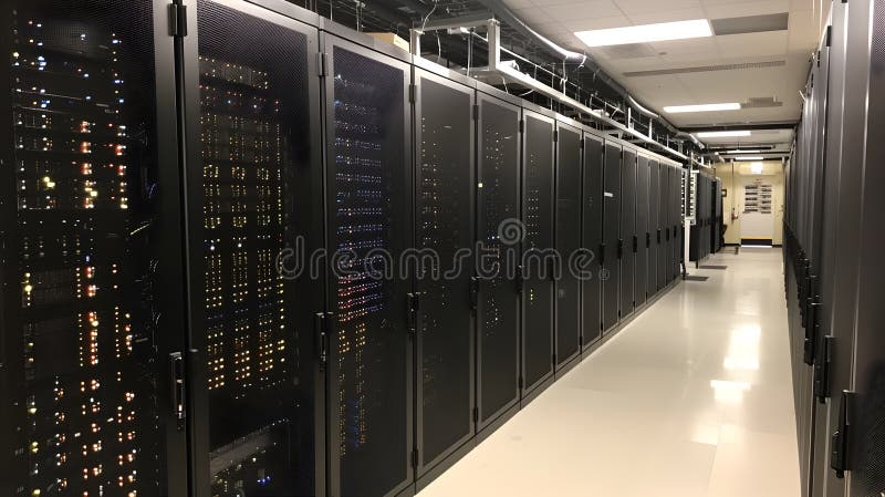Rows of Servers in a Data Center Stock Illustration - Illustration of ...