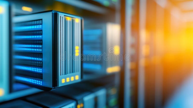 Rows of Servers in High Tech Data Center Showcasing Digital ...