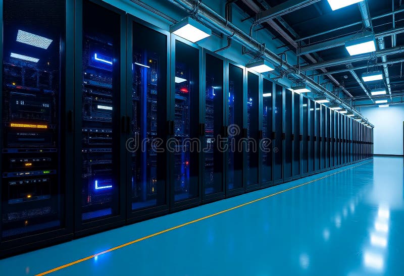 Rows of Servers in a Large Data Center. Stock Image - Image of ...