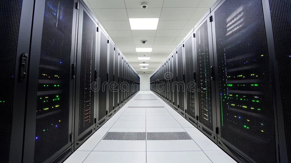 Rows of Servers in a Modern Data Center Stock Illustration ...