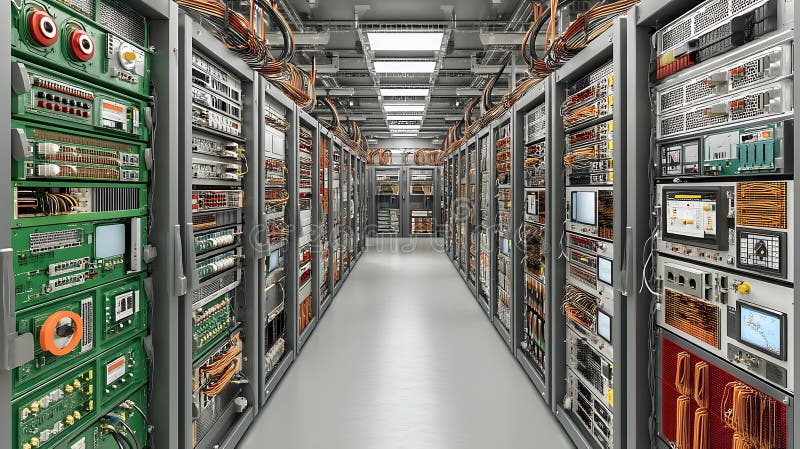 Rows of Servers in a Modern Data Center Stock Illustration ...