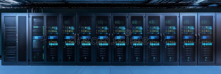 Rows of Servers in a Modern Data Center, Network Hardware and ...