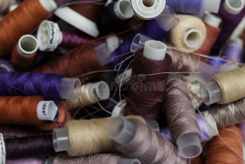 Rows of Sewing Threads of Various Colors Stock Photo - Image of ...