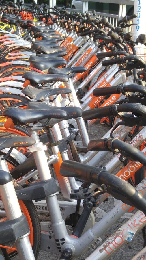Shenzhen, China: Shared Bicycles on Sidewalks for People To Ride ...